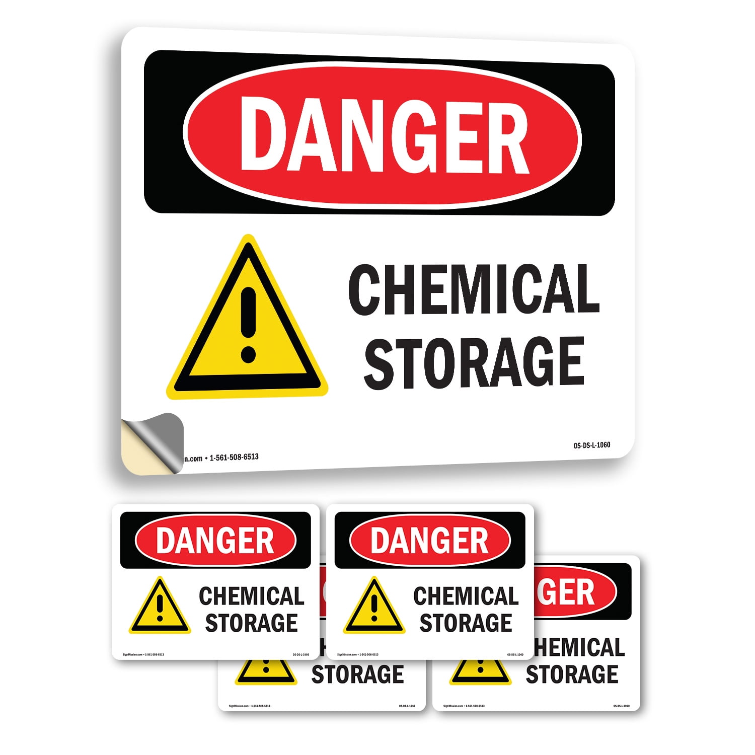Chemical Storage OSHA Danger Vinyl Decal Label 10 Inch x 7 Inch - 5 ...