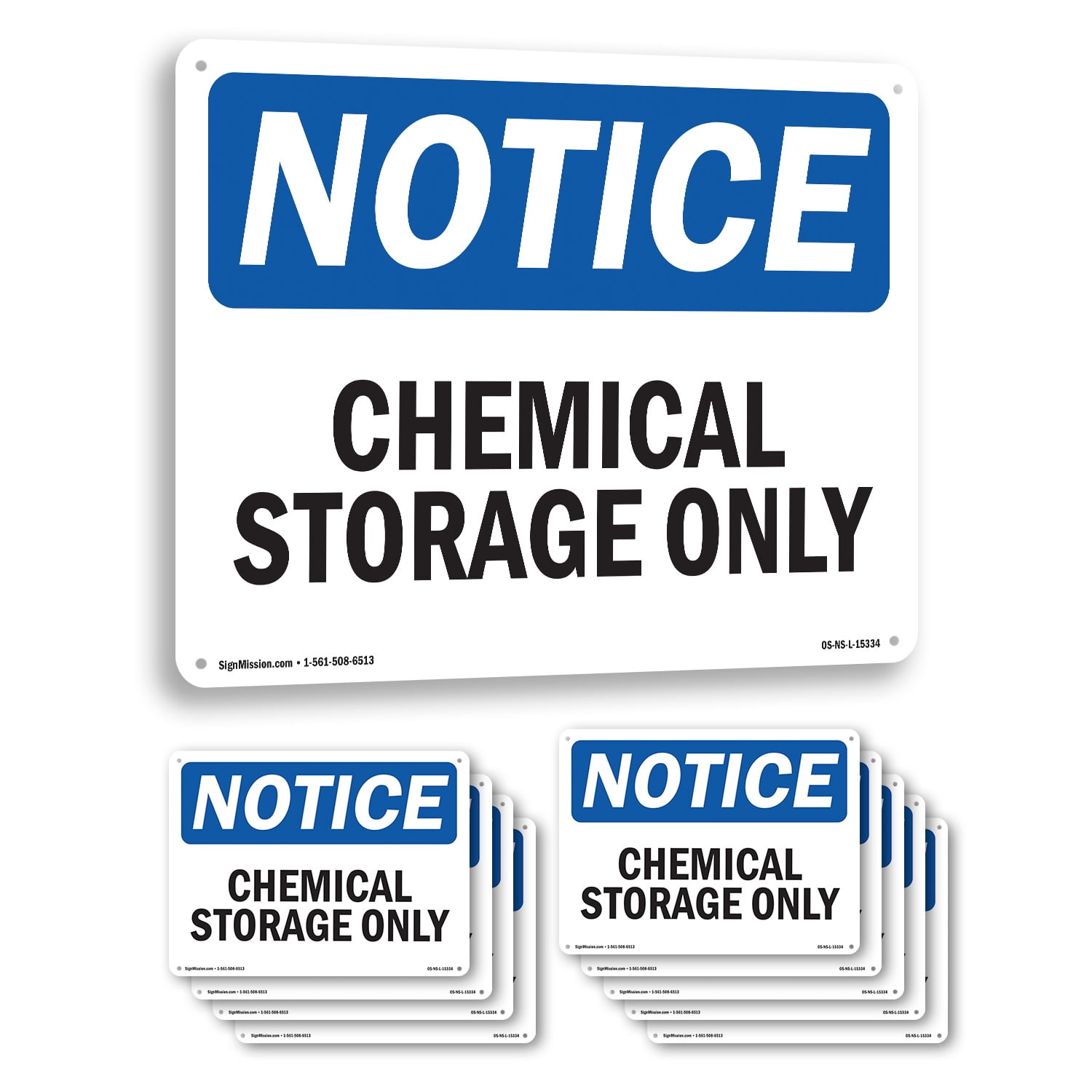 Chemical Storage Only OSHA Notice Rigid Plastic Sign 10 Inch x 7 Inch ...