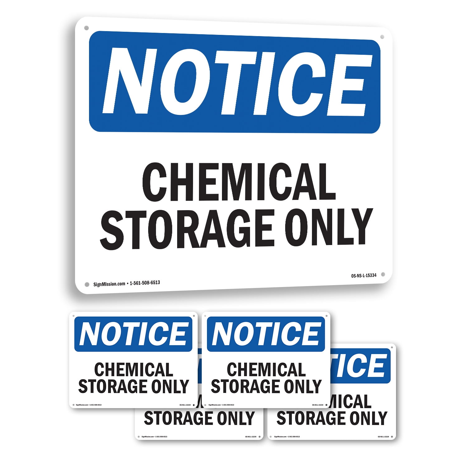Chemical Storage Only OSHA Notice Rigid Plastic Sign 18 Inch x 12 Inch ...