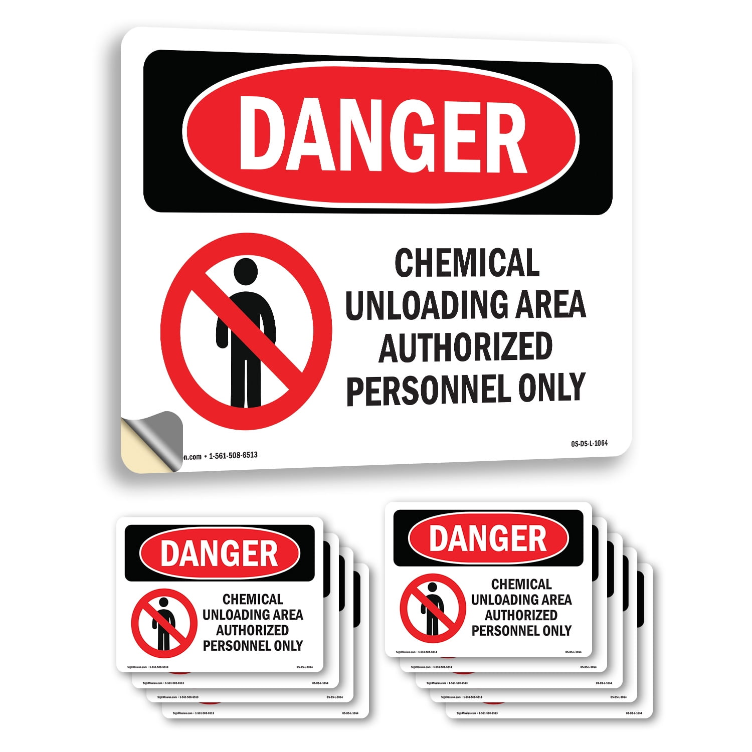 Chemical Unloading Area Authorized Only OSHA Danger Vinyl Decal Label ...