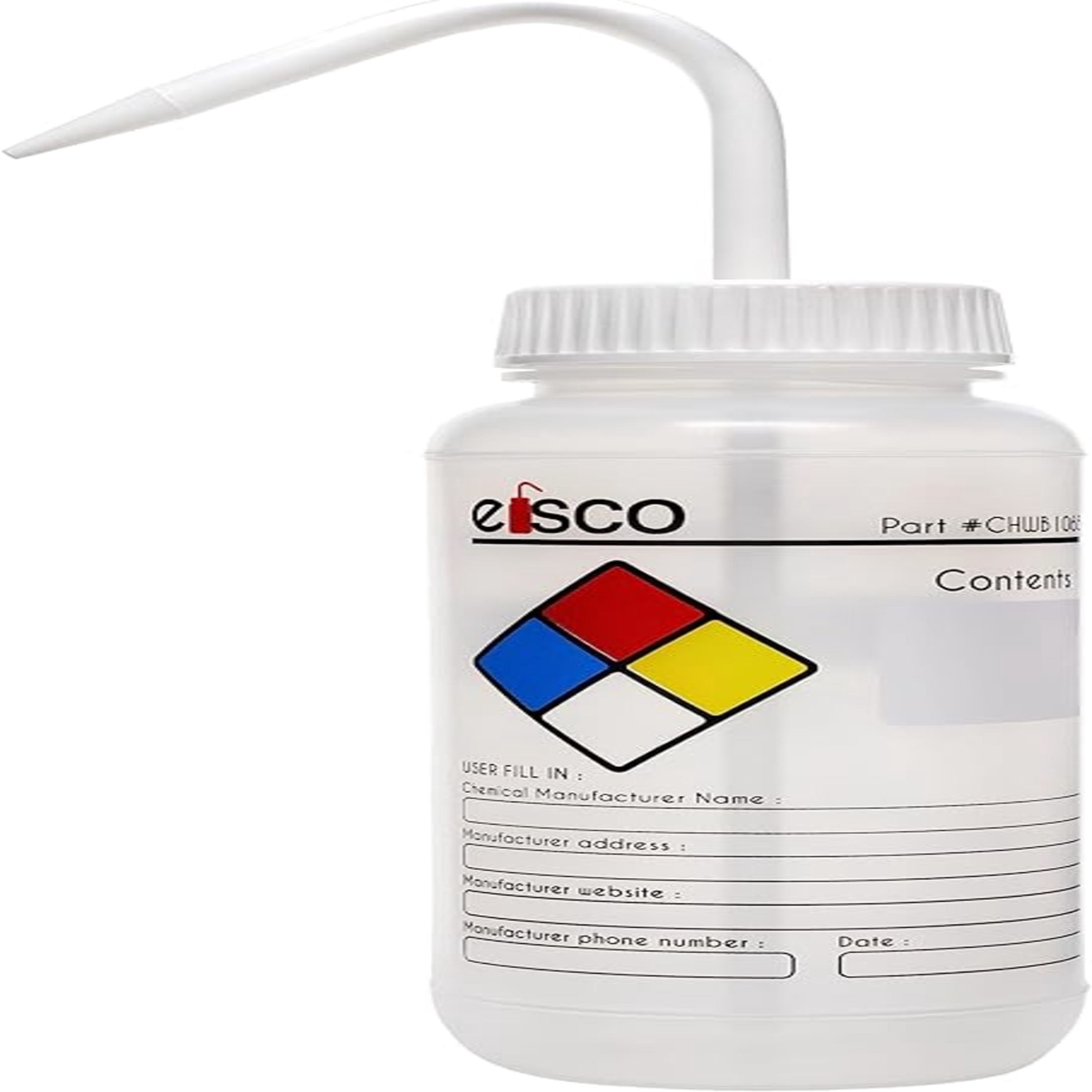 Chemical Wash Bottle, Blank Labels, 500mL - Wide Mouth, Self Venting ...