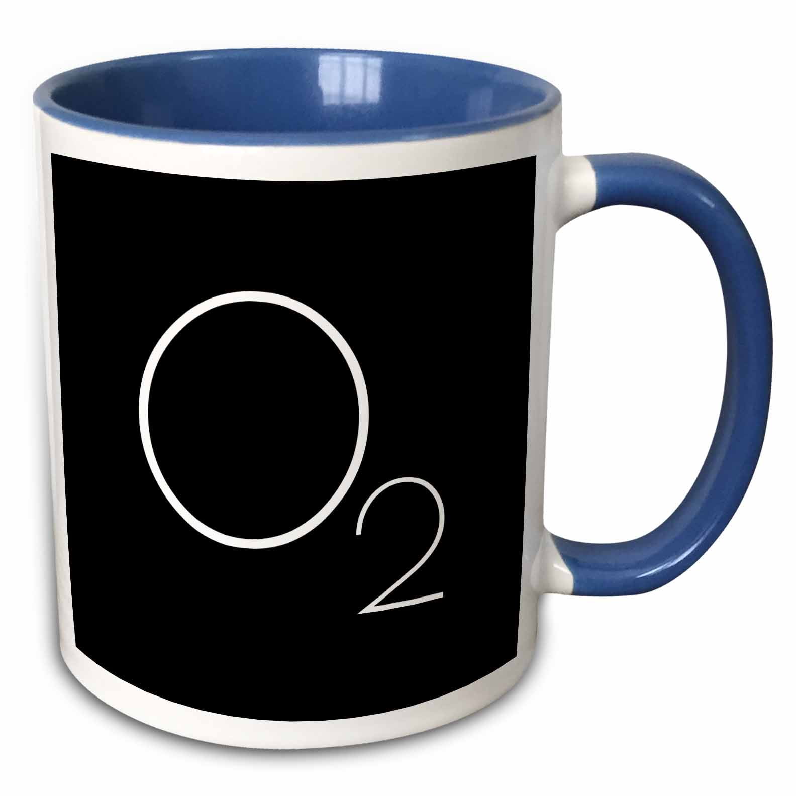 Chemical formula O2 of oxygen or vital air. White letters on black 11oz ...