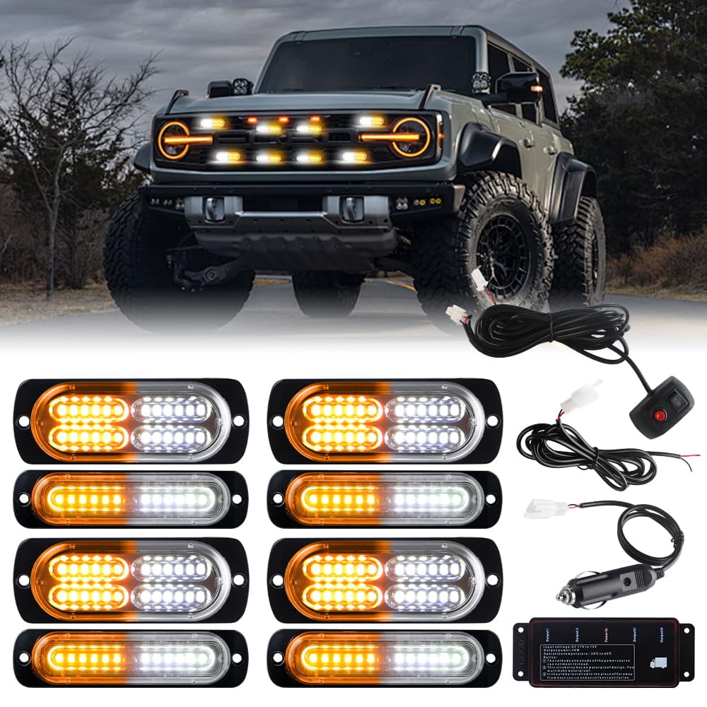 Chemini 8 in 1 KEF16 LED Strobe Lights Sync Feature Car Emergency ...