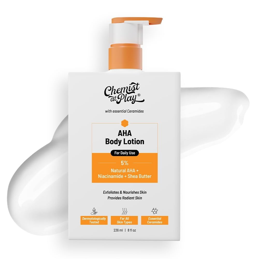 Chemist at Play AHA DMF15 Body Lotion with 5% Natural AHA, Niacinamide ...