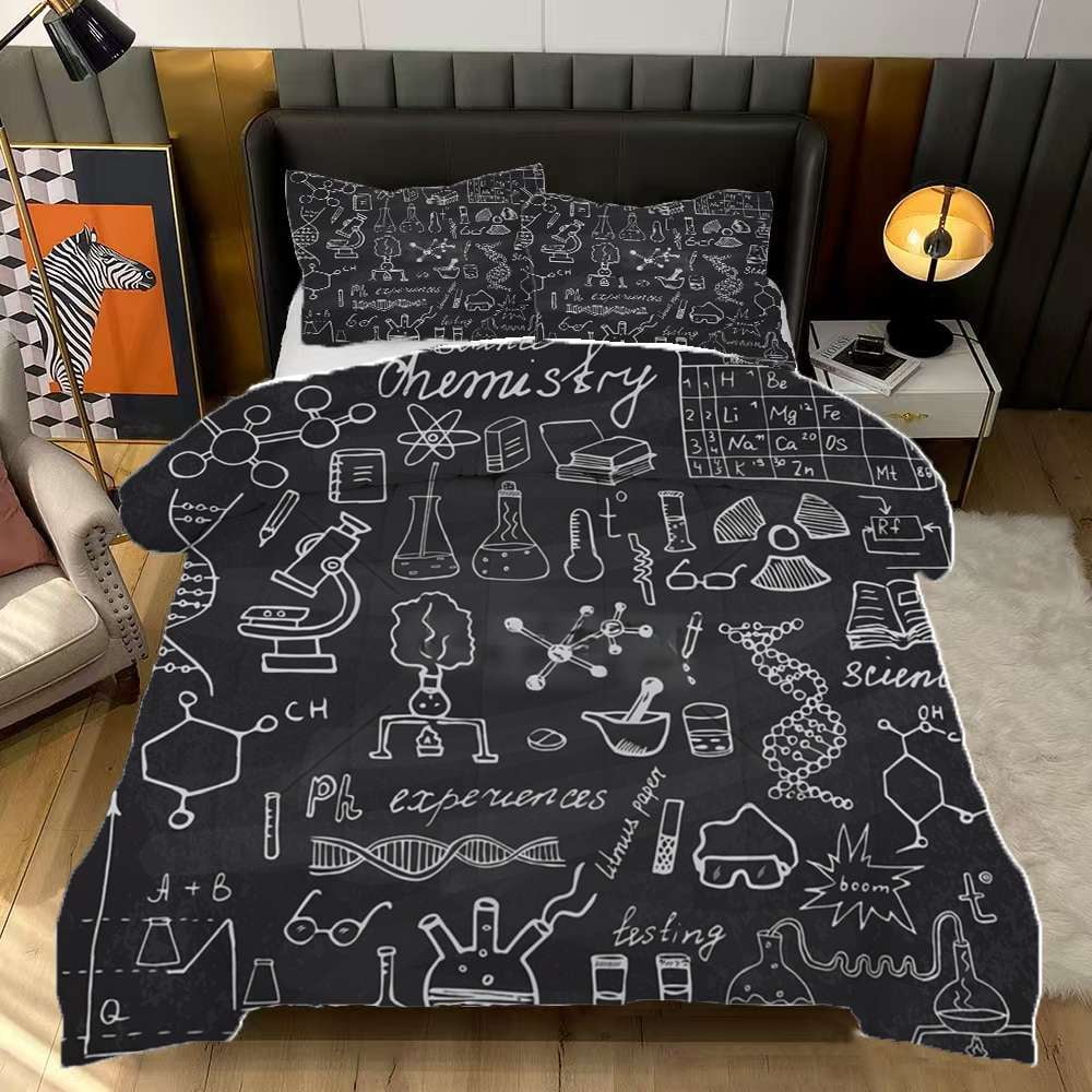 Chemistry And Science Elements Doodle Icons Comforter Set Queen Size ...