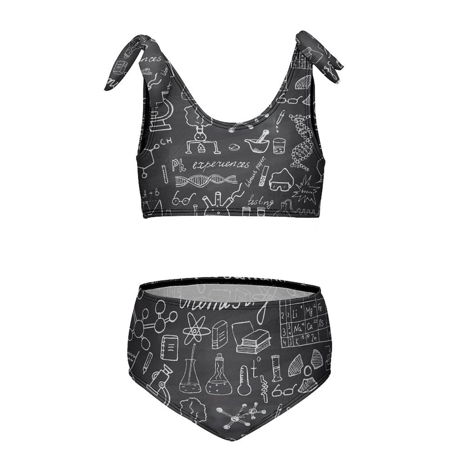 Chemistry And Science Elements Doodle Icons Girl's 2 Piece Bikini Set ...