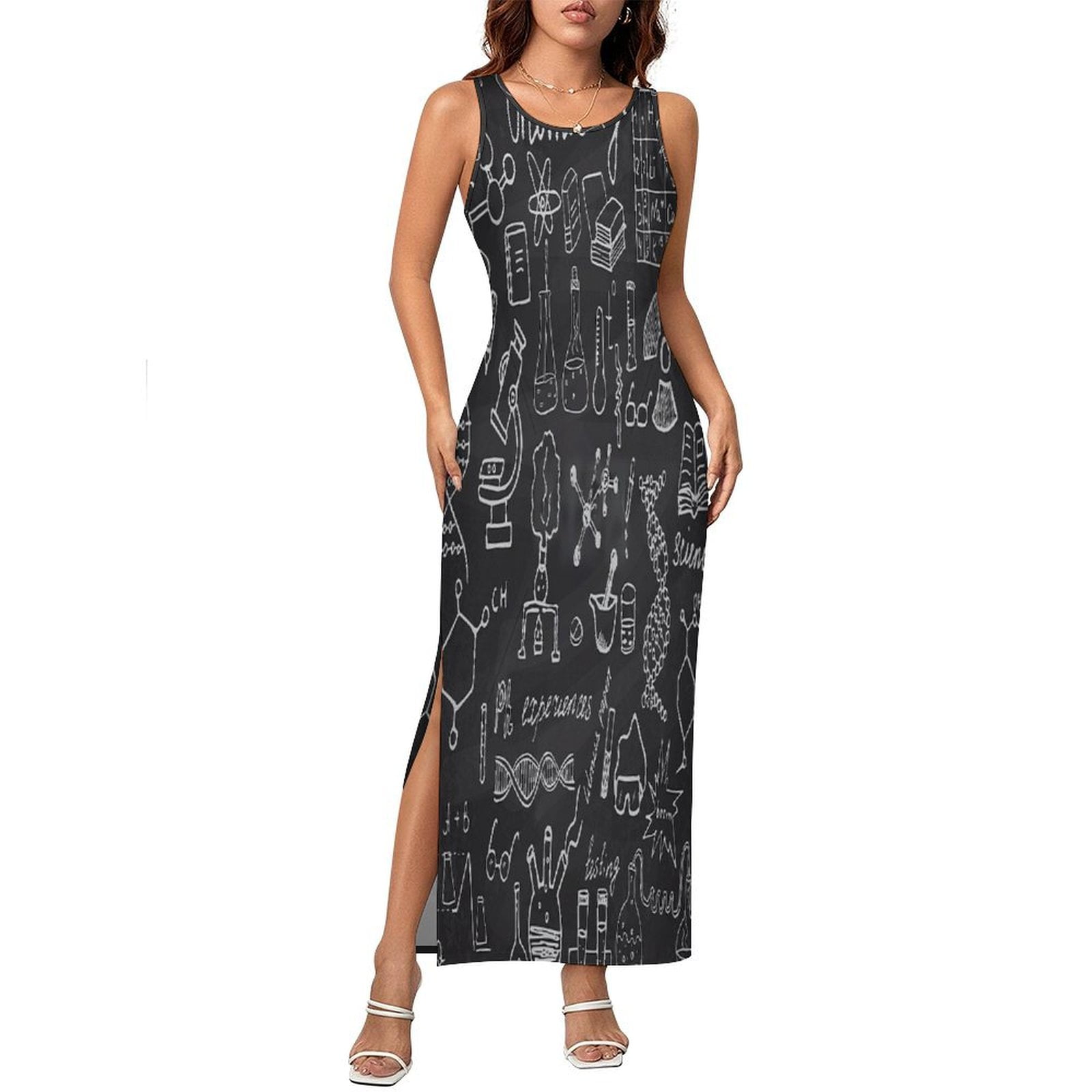 Chemistry And Science Elements Doodle Icons Ladies Summer Dresses Beach ...