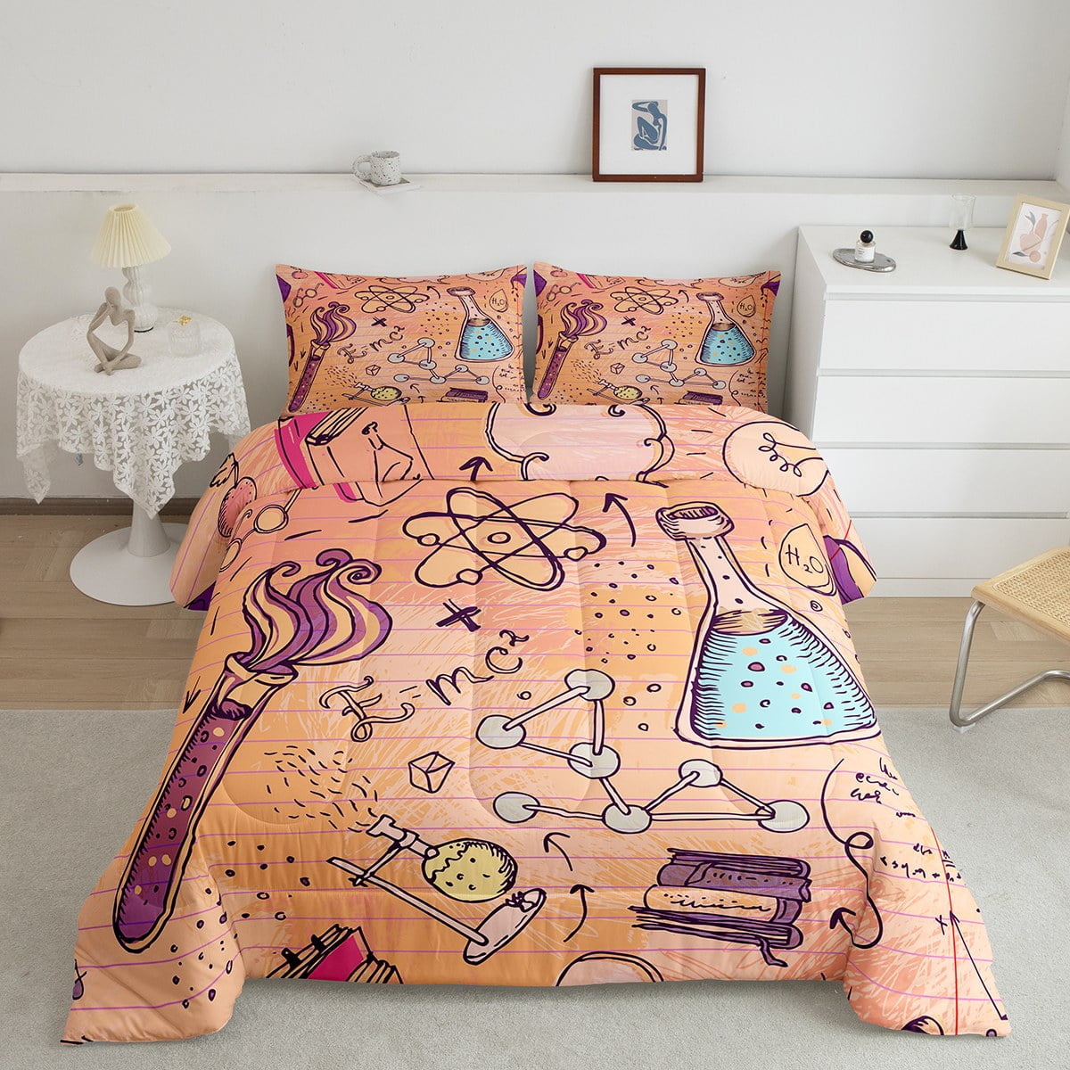 Chemistry Comforter Set Queen for Boys Girls Chemical Equation Bedding ...