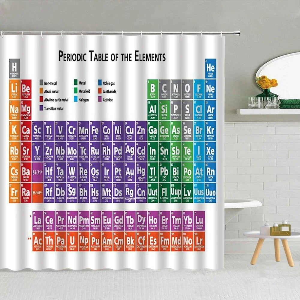 Chemistry Creative Pattern Shower Curtain Periodic Table of Polyester ...