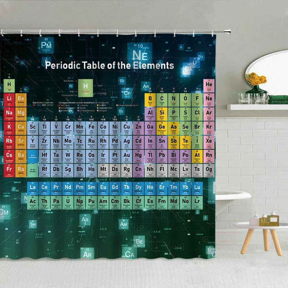 Chemistry Creative Pattern Shower Curtain Periodic Table of Polyester ...