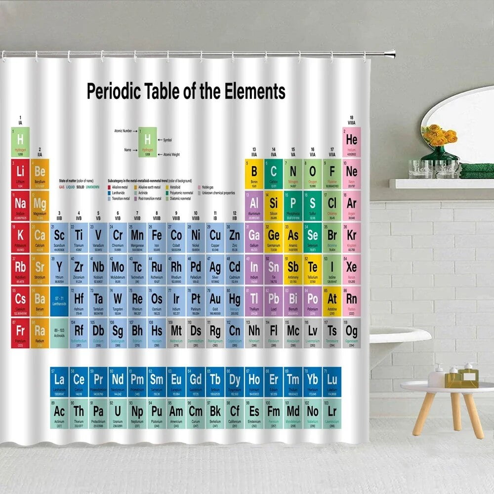 Chemistry Creative Pattern Shower Curtain Periodic Table of Polyester ...