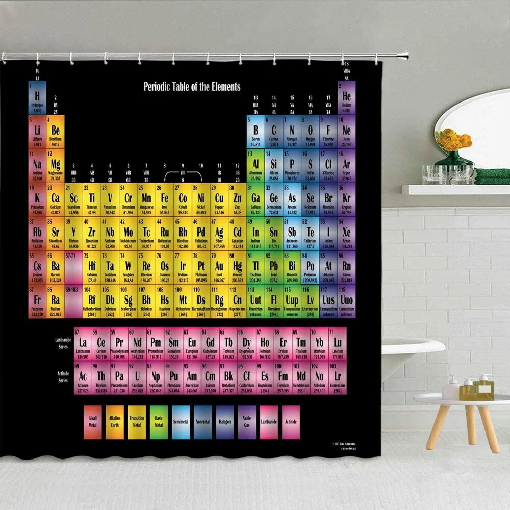 Chemistry Creative Pattern Shower Curtain Periodic Table of Polyester ...