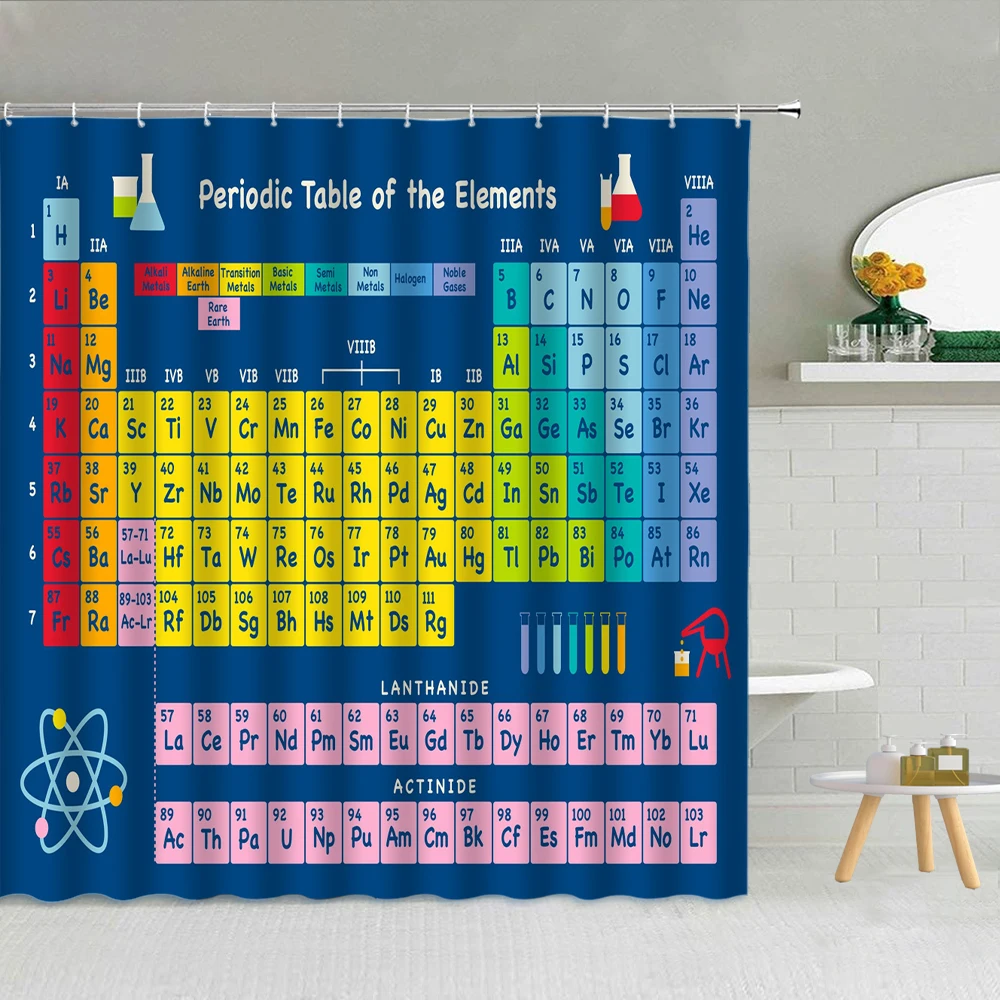 Chemistry Creative Pattern Shower Curtain Periodic Table of Polyester ...
