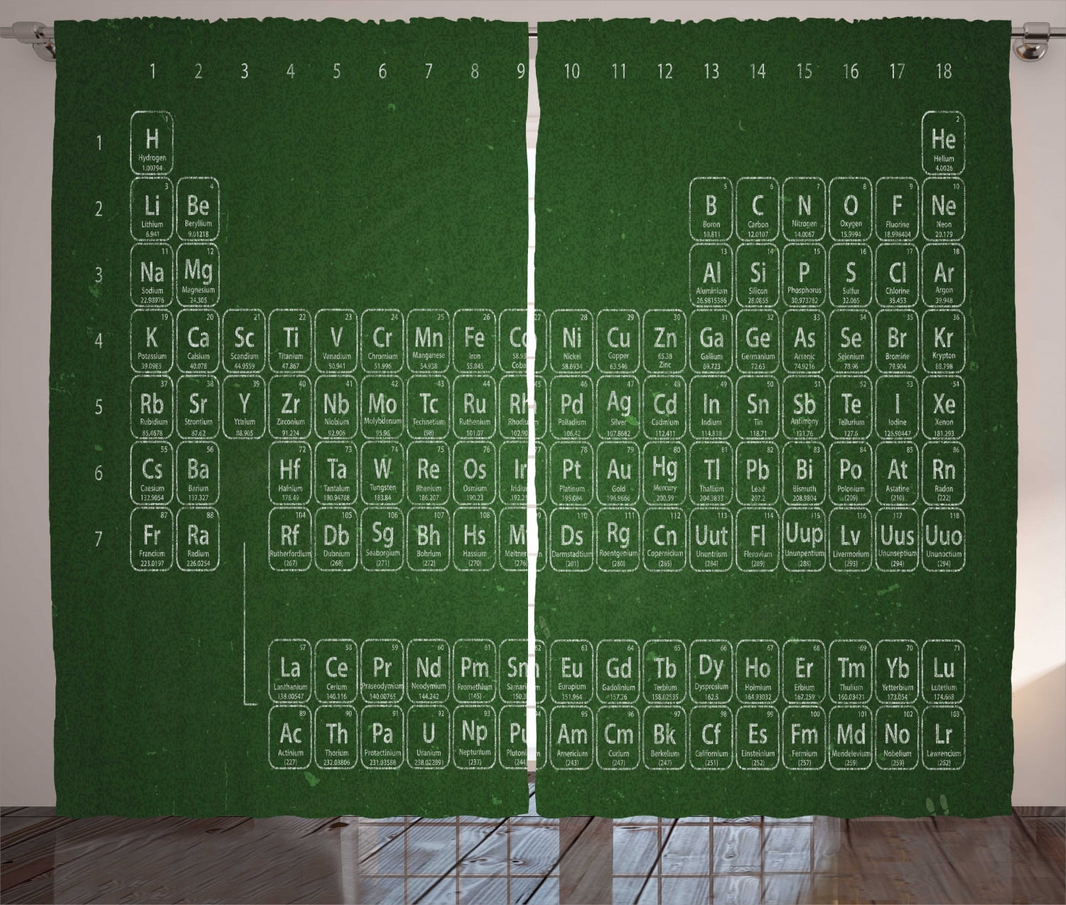Ambesonne Chemistry Elements Curtains 2 Panel Set, Periodic Table, 108 ...