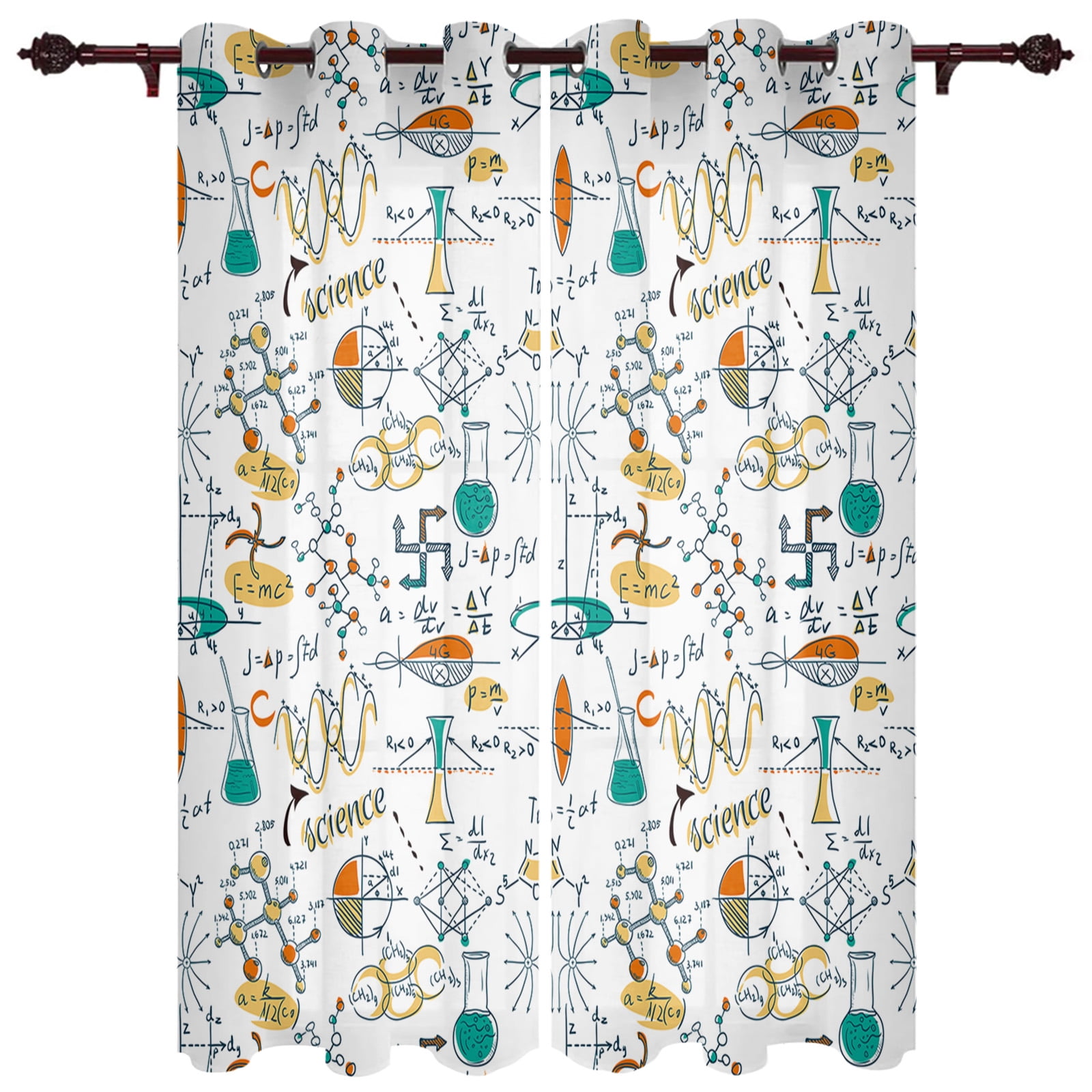 Chemistry Experiment Geometry Curtains for Living Room Window Curtain ...