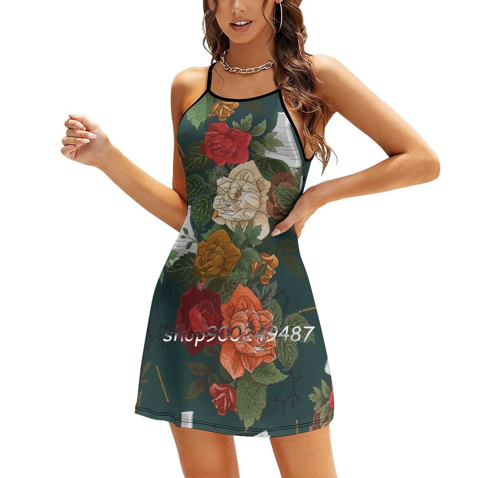 Chemistry Floral Evening Party Dresses Midi Sexy Dress Female Sweet One ...