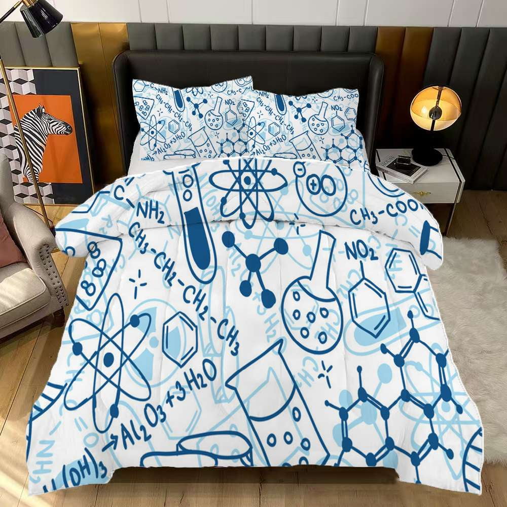Chemistry Hand Drawn Doodles Comforter Set Twin Size Bedding Set For ...