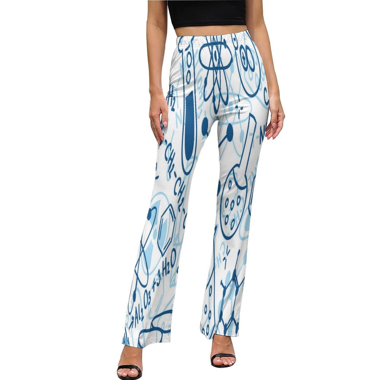 Chemistry Hand Drawn Doodles High Waisted Casual Flared Trousers Summer ...