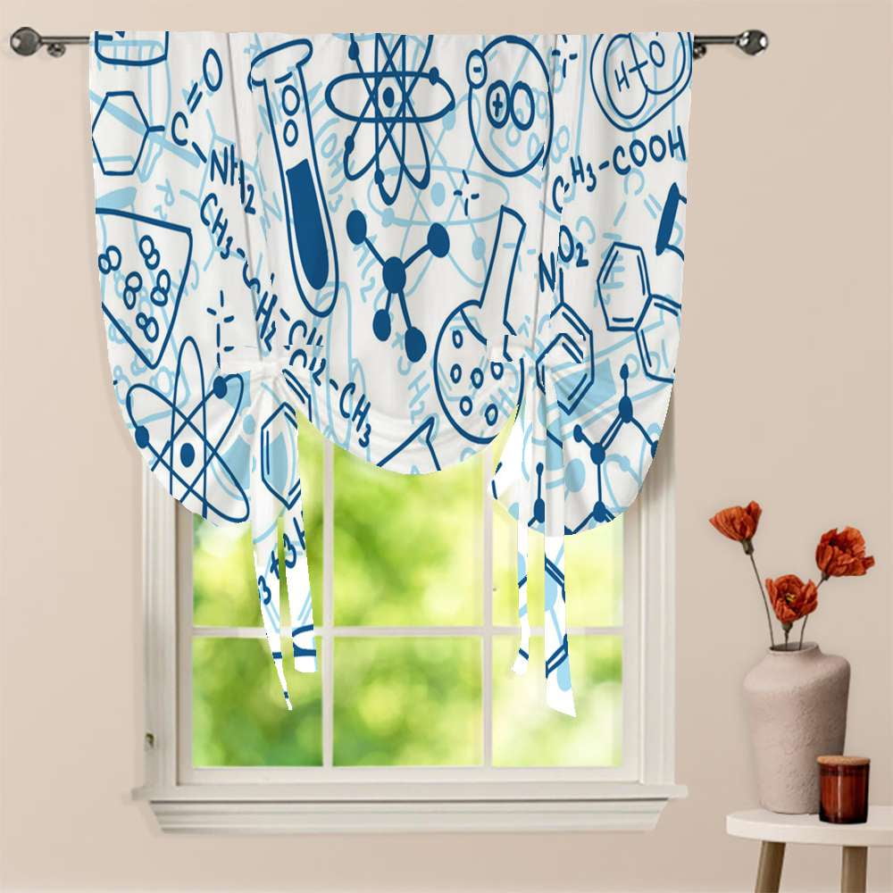 Chemistry Hand Drawn Doodles Window Curtain for Living Room Roman ...
