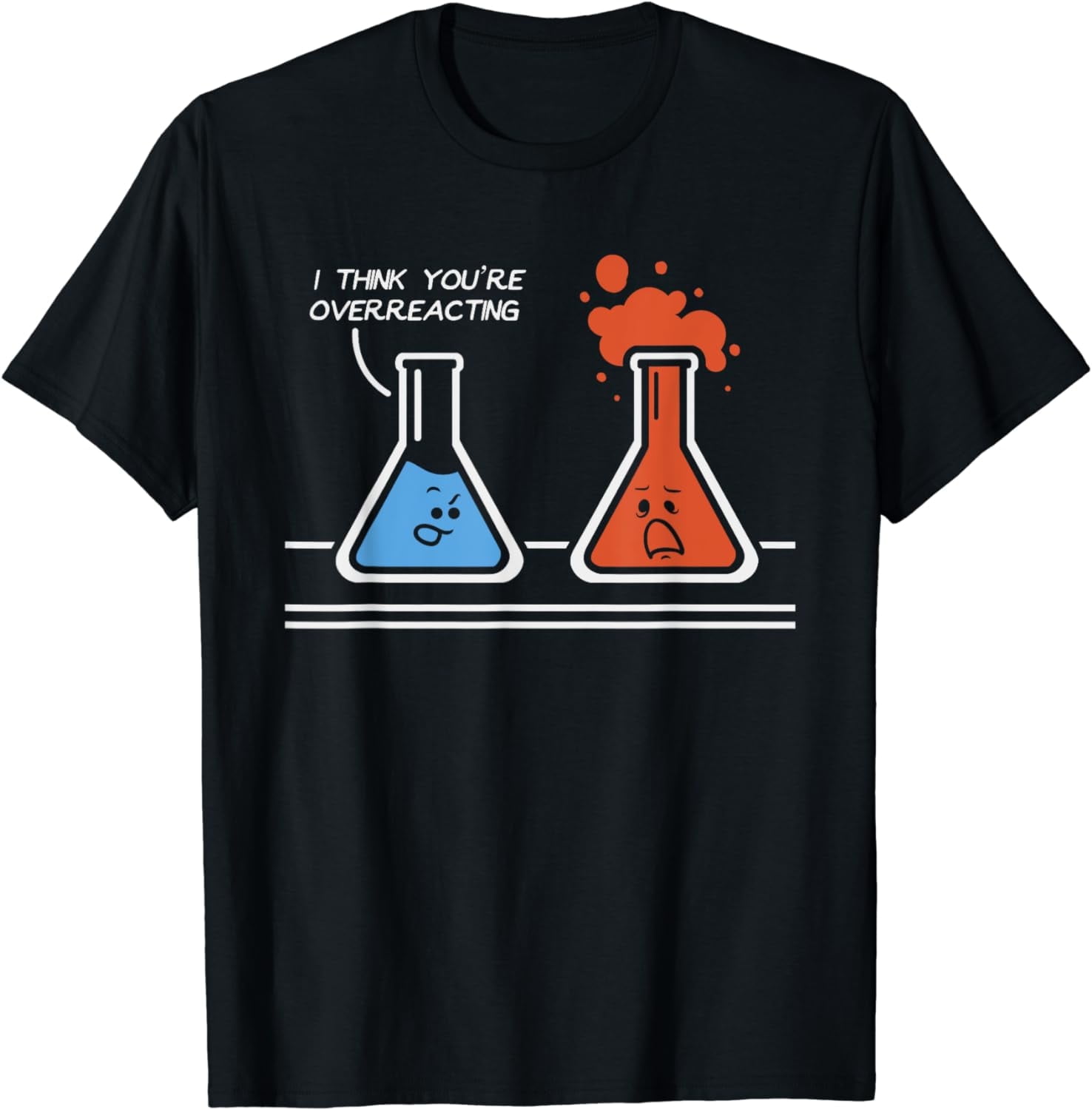 Chemistry Lab Humor Cartoon Flasks with I Think Youre Overreacting Text ...