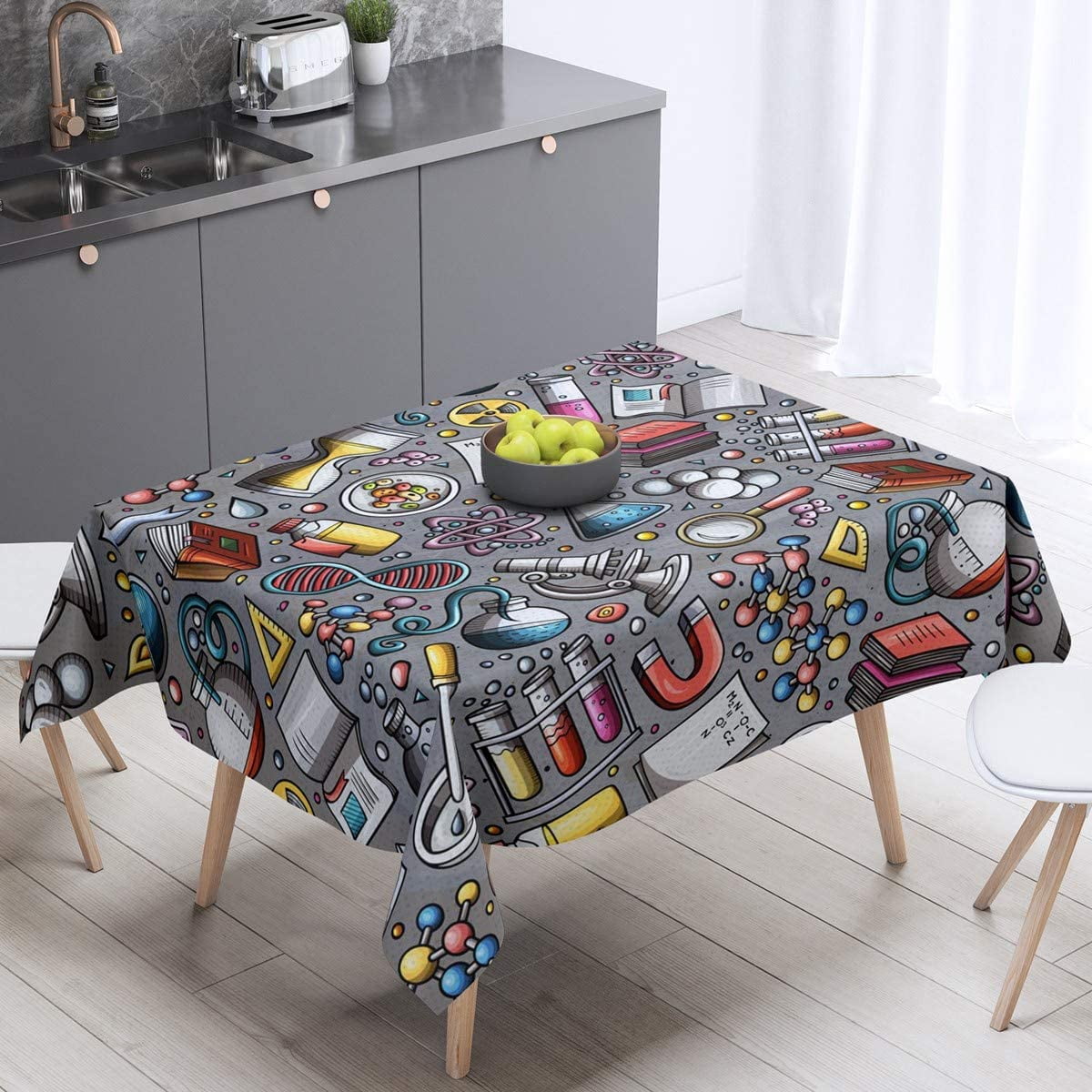 Chemistry Lab Table Clothes Test Tube Microscope School Tablecloths ...