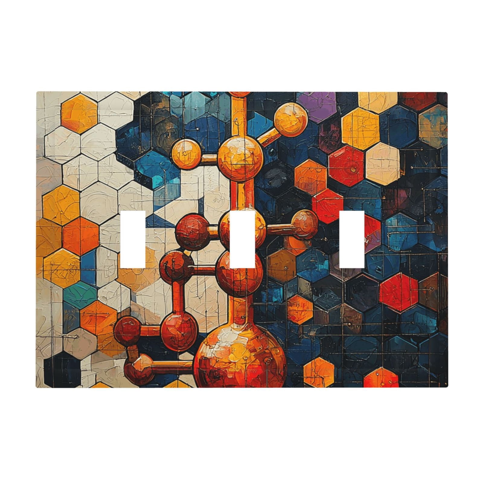 Chemistry Patterns Art 3-Gang Wall Plate Modern Decorative Triple ...