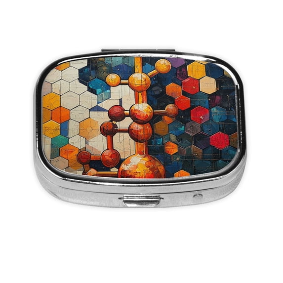 Chemistry Patterns Art Square Pill Box 2 Compartment Pill Case Medicine ...