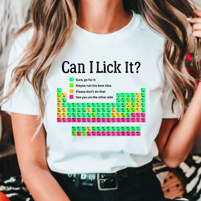 Chemistry Periodic Table Graphic Tee, Color Coded Element Chart Science ...