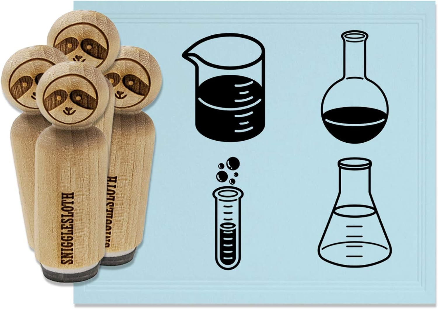 Chemistry Science Flask Test Tube Beaker Rubber Stamp Set for Stamping ...