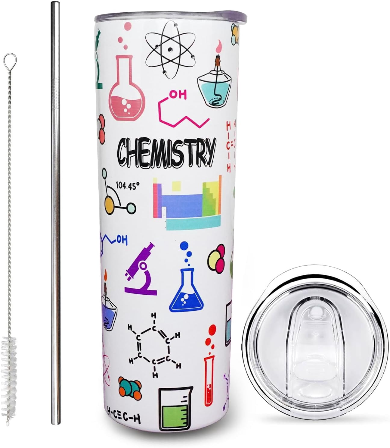 Chemistry Teacher Gift Insulated Water Bottle with Lid and Straw - 20oz ...