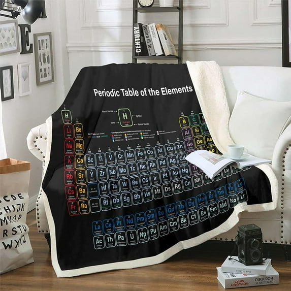 Chemistry Theme Sherpa Blankets Throw Size, Periodic Table of Elements ...