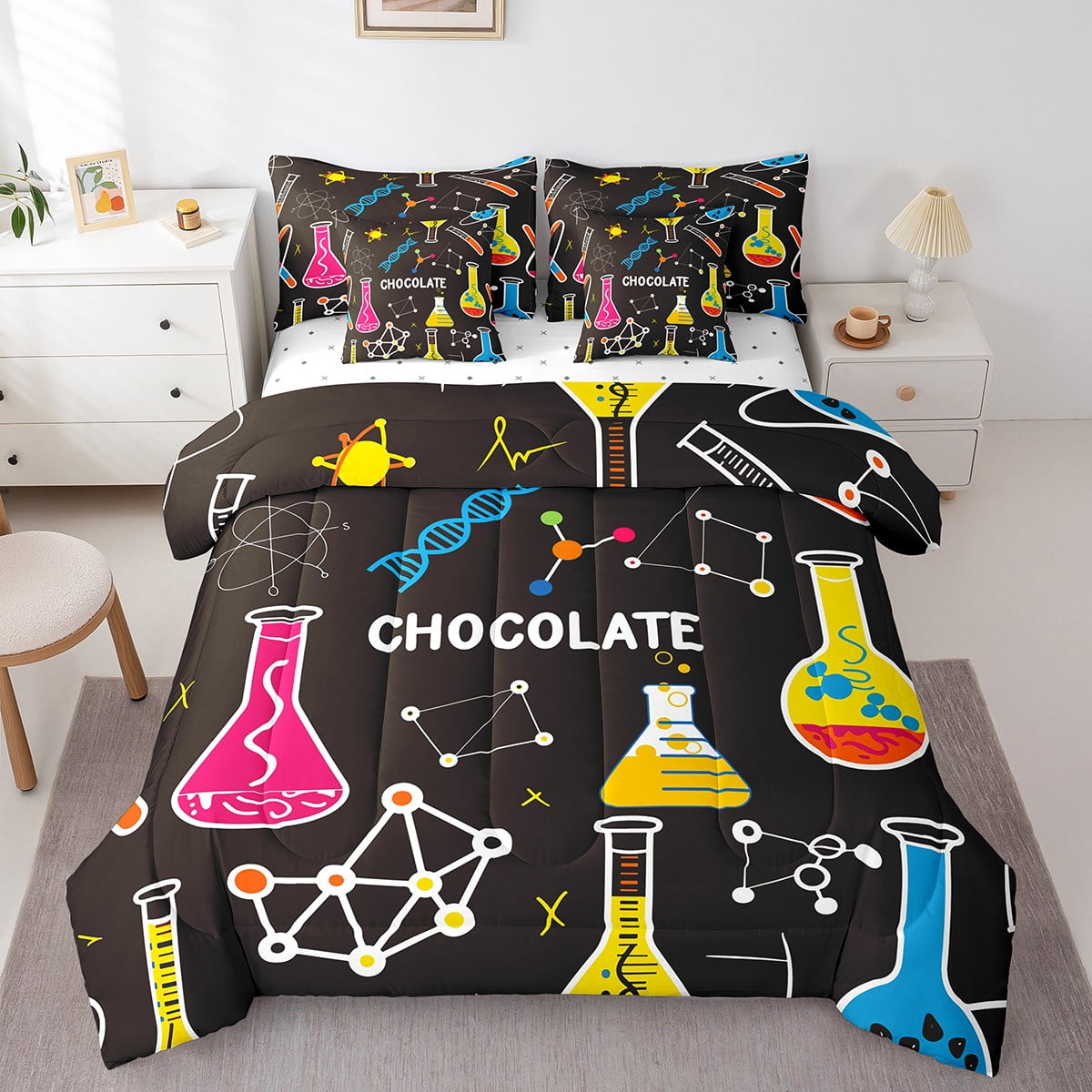 Chemistry Twin Size Comforter Set - Bedding Set Twin 7 Pieces,Chemical ...