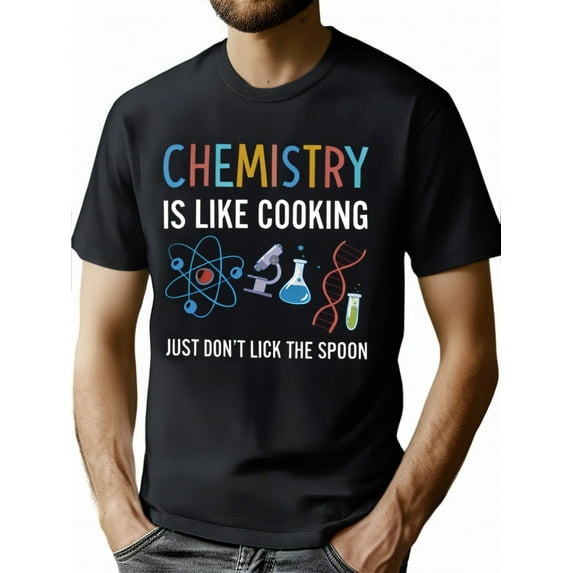 Chemistry is Like Cooking Print Men's Creative Top, Casual Short Sleeve ...