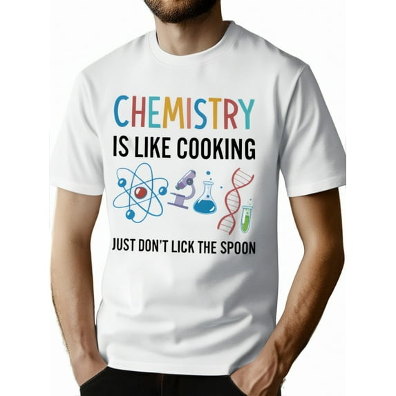Chemistry is Like Cooking Print Men's Creative Top, Casual Short Sleeve ...