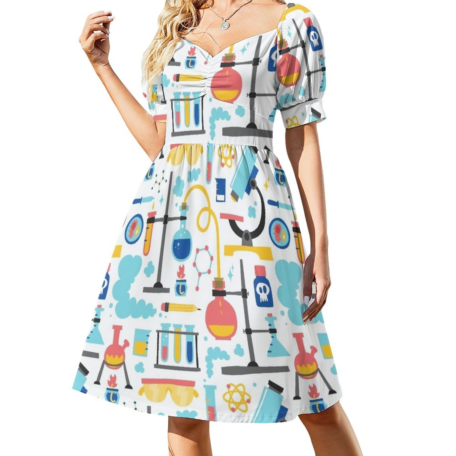 Chemistry lab science equipment pattern Dress long sleeve dresses Party ...