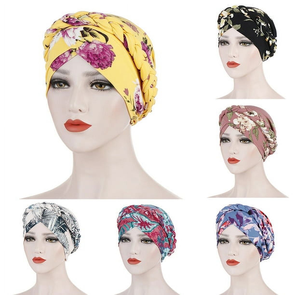 Chemo Cancer Turbans Floral Cap Twisted Braid Hair Cover Wrap Hair Loss ...
