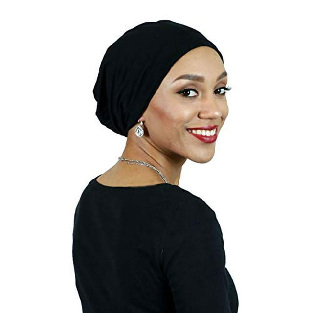 Chemo Cap For Women Bamboo Slouchy Hat Cancer Patients Headwear (Black ...