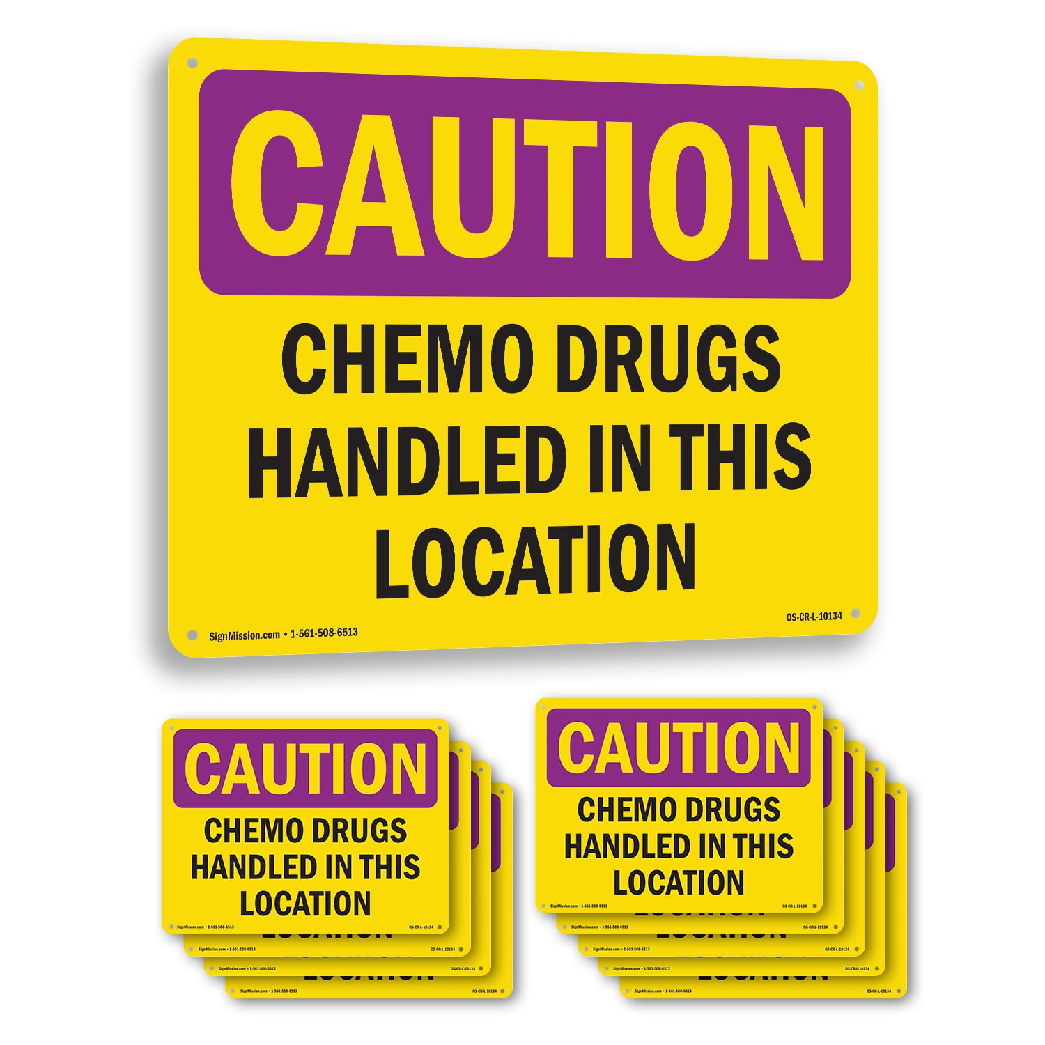 Chemo Drugs Handled In This Location OSHA Caution Radiation Aluminum ...