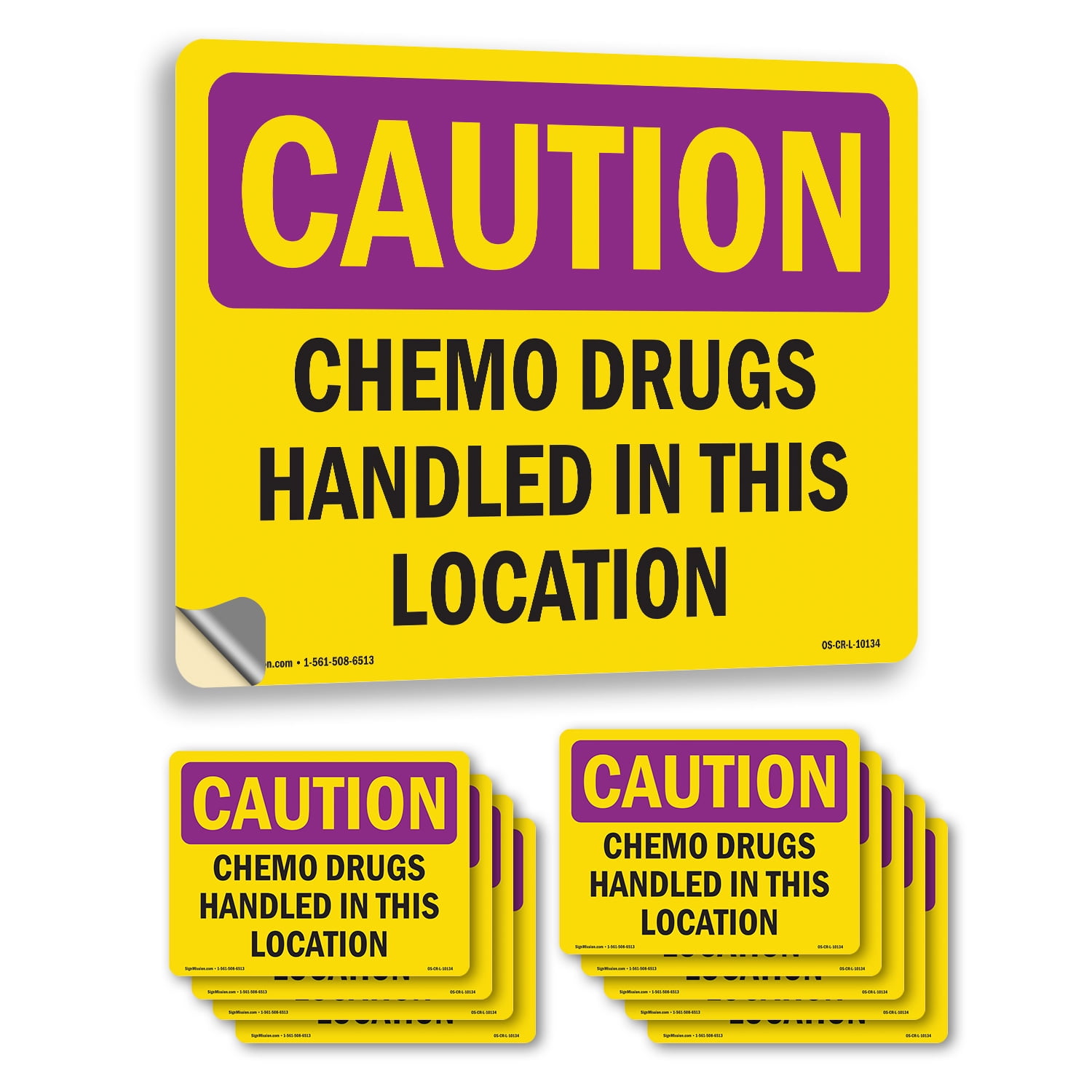 Chemo Drugs Handled In This Location OSHA Caution Radiation Vinyl Decal ...