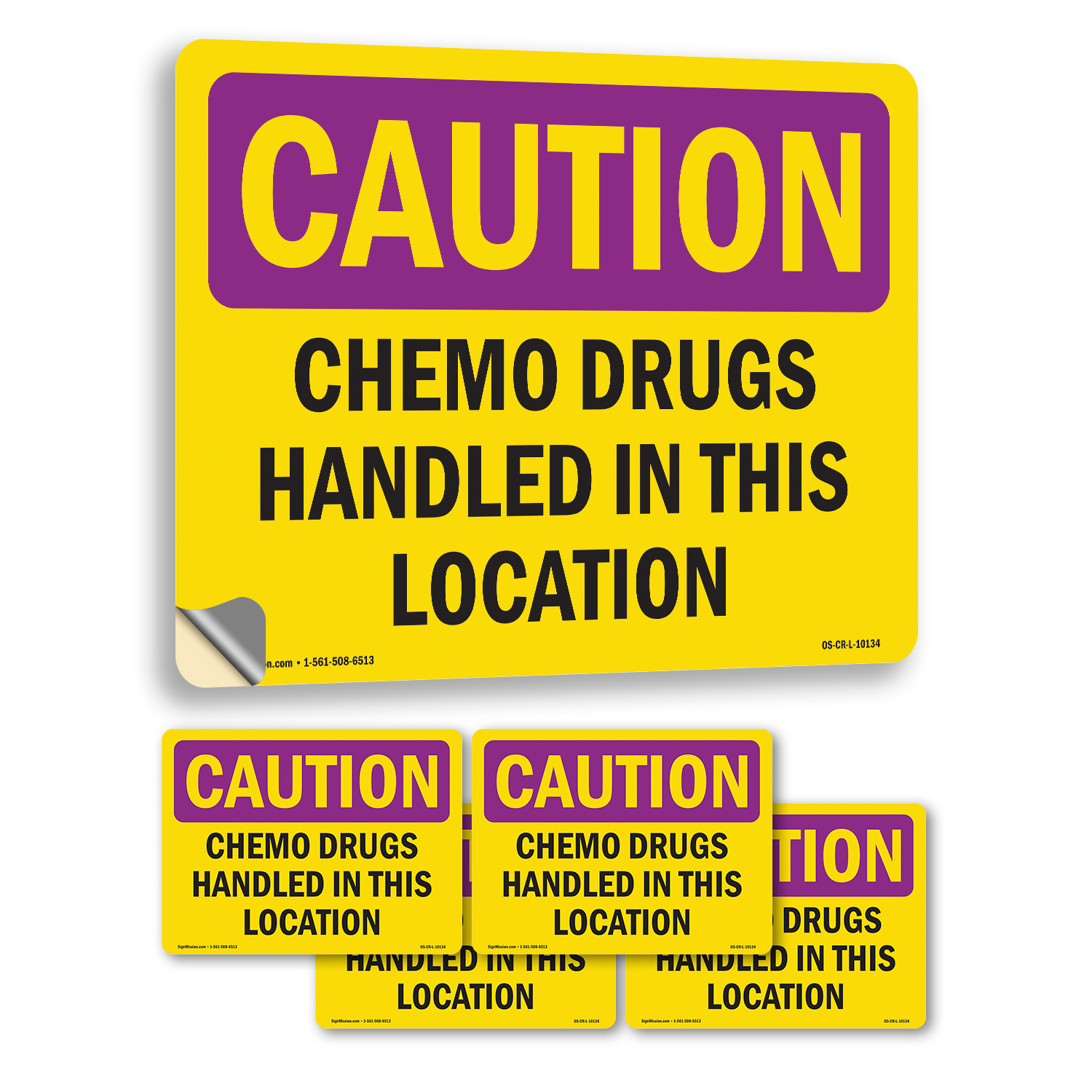 Chemo Drugs Handled In This Location OSHA Caution Radiation Vinyl Decal ...