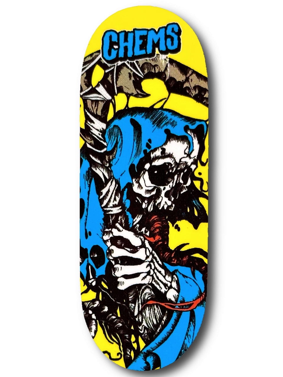 Chems Fb Chems Fingerboard Deck - Yellow and Blue Grim Mid Pro Pop ...