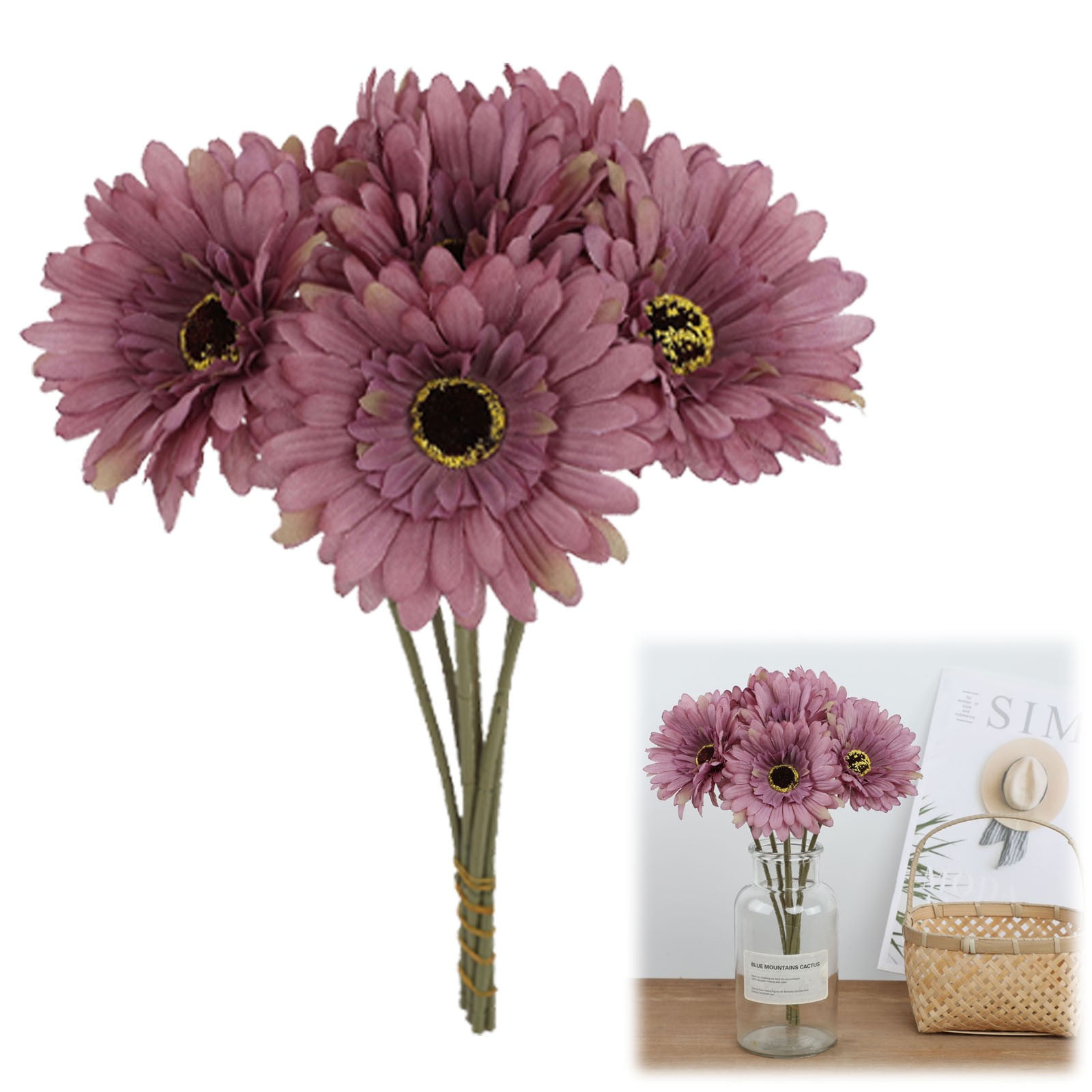 Chen Daisy Decor Fake Flower Bouquet Artificial Gerbera Bouquet Wedding ...