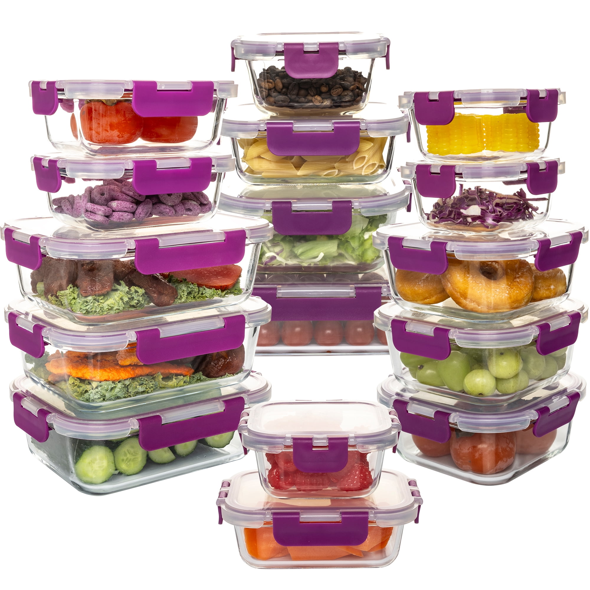 Chen Jincai16-Piece Glass Food Storage Containers Set, Leakproof ...