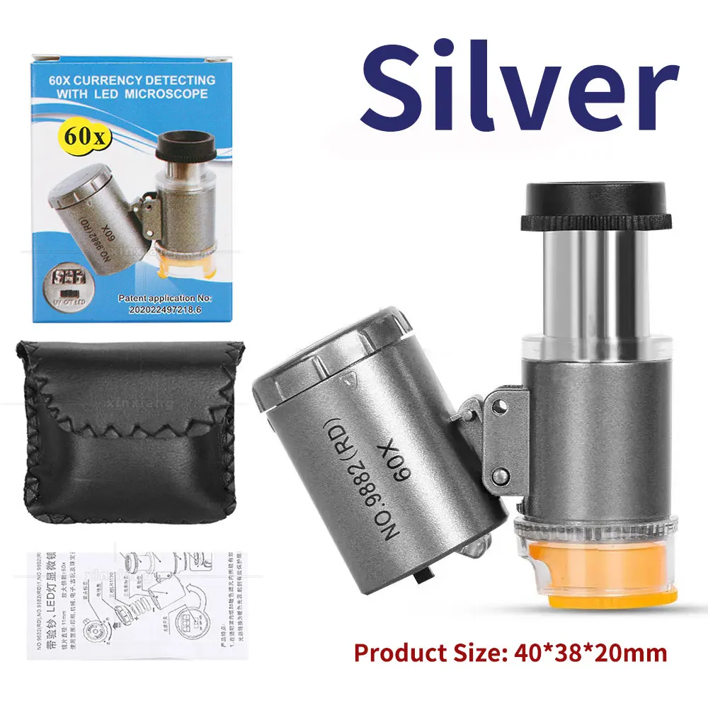 Chen Jincai60X Mini Magnifier Pocket Microscope with LED UV Light ...