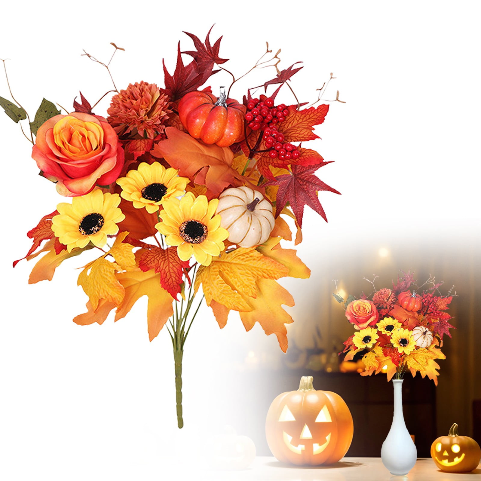 Chen Silk Flowers Fake Flowers Never Discoloration Artificial Flowers Bouquet orange Sunflower ...