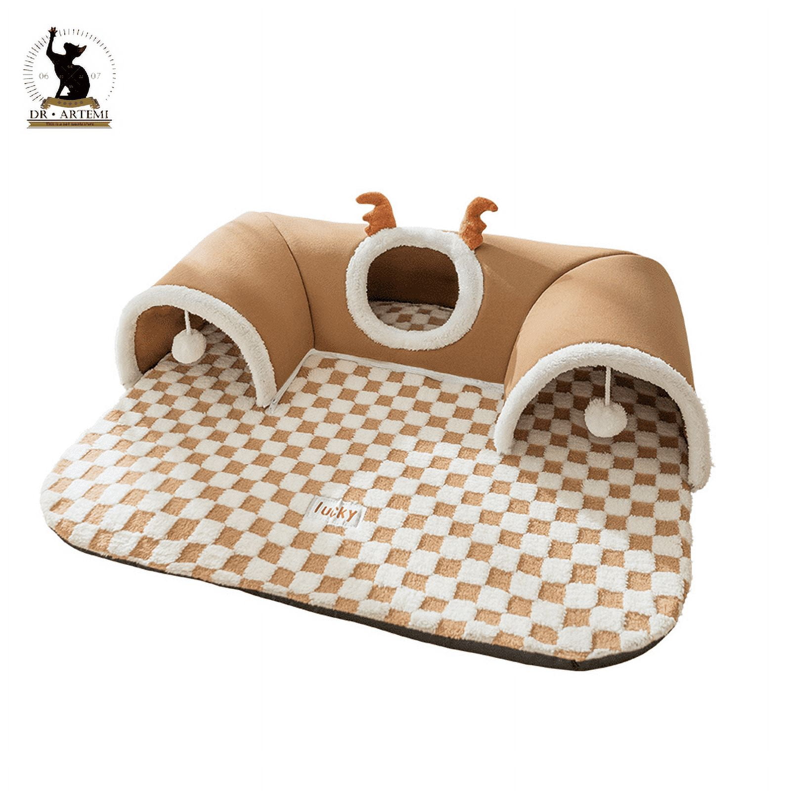 Chen WeiWarm Pet House Cat Tunnel Bed with Peekaboo Plush Ballet Toy ...