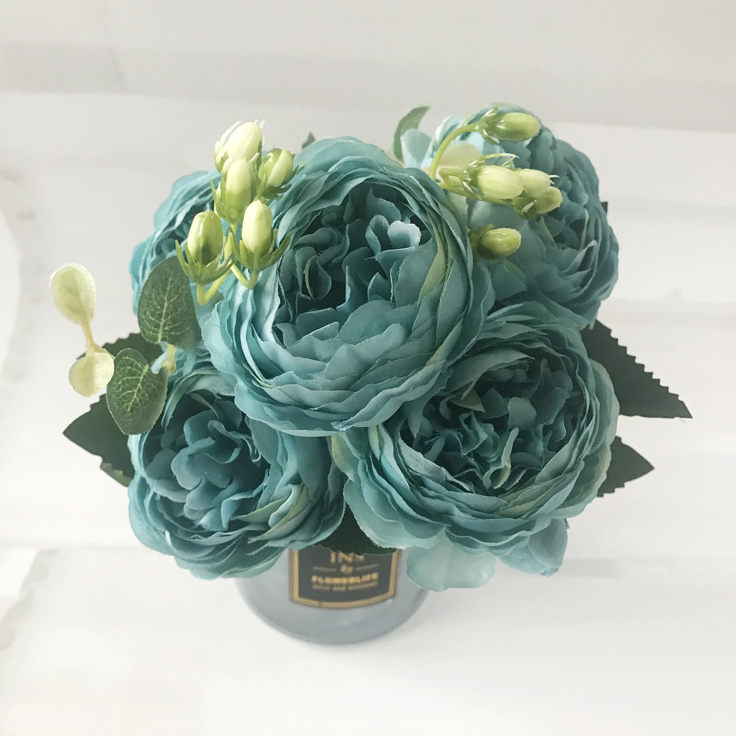 Chen Yuming 30cm Rose Pink Silk Peony Artificial Flowers Bouquet 5 Big ...