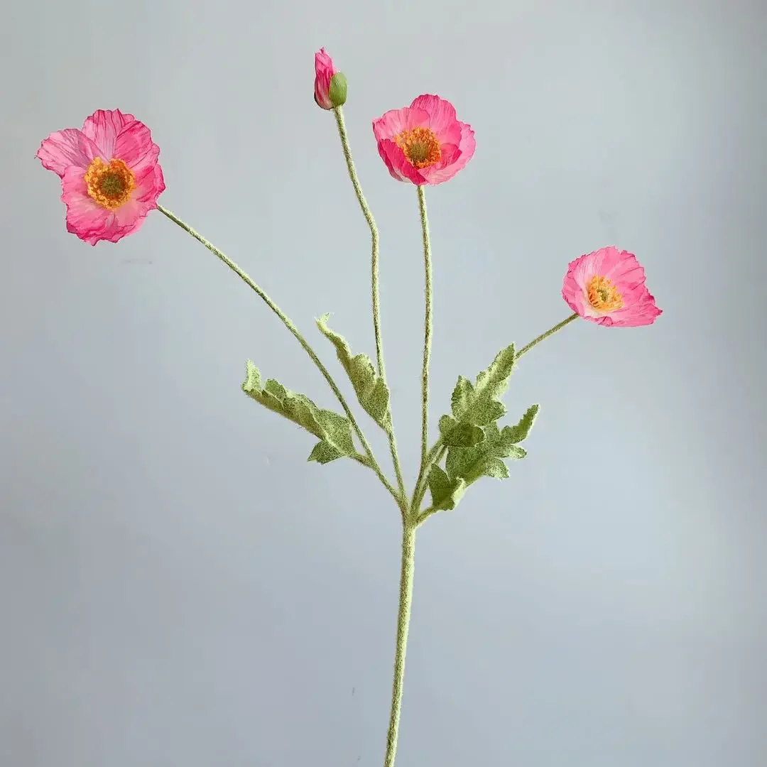 Chen Yuming Artificial Flowers Fake Poppy Silk Flowers Long Stem ...