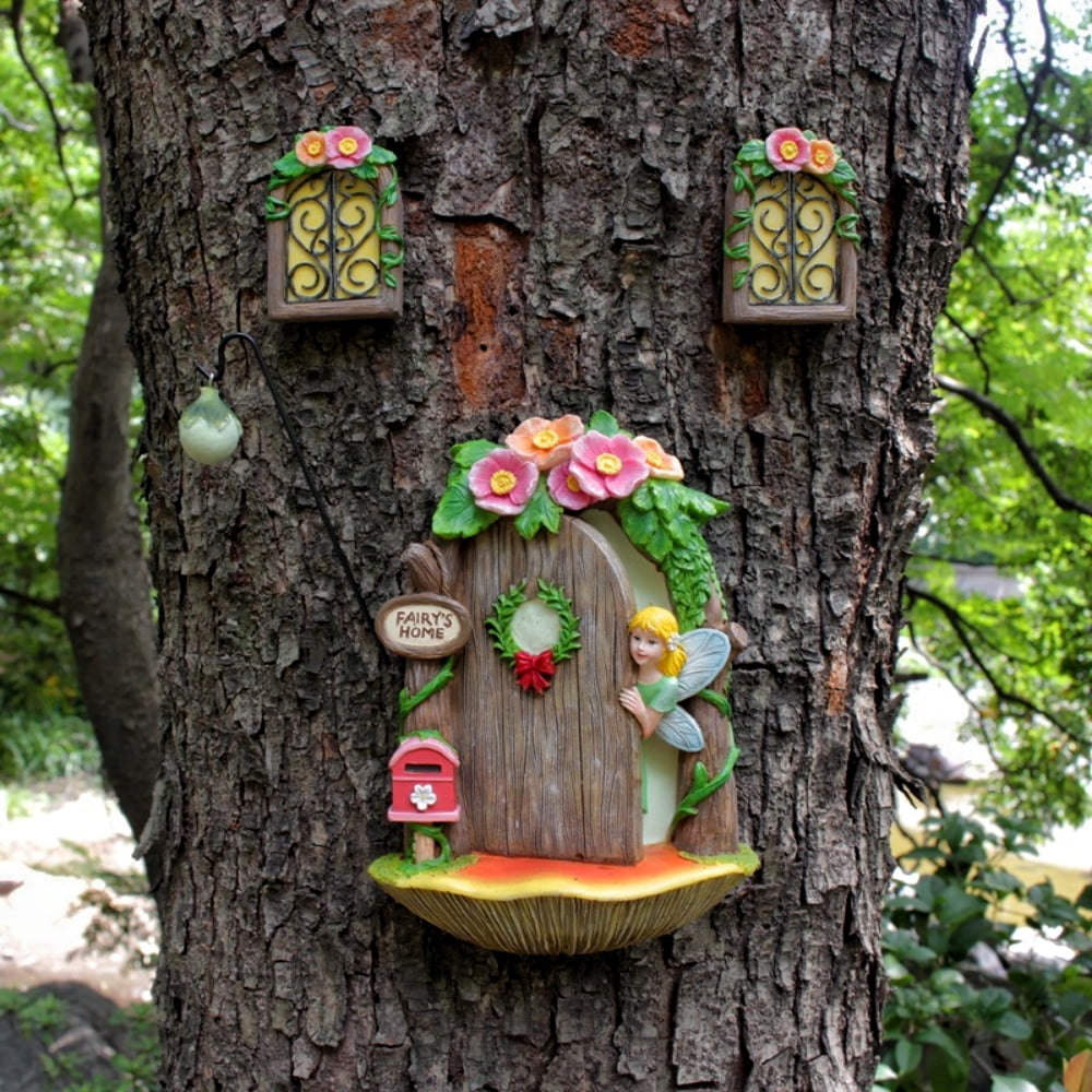 Chen Yuming Fairy Mushroom Fairy Door and Windows for Trees Glow in The Dark Yard Garden ...