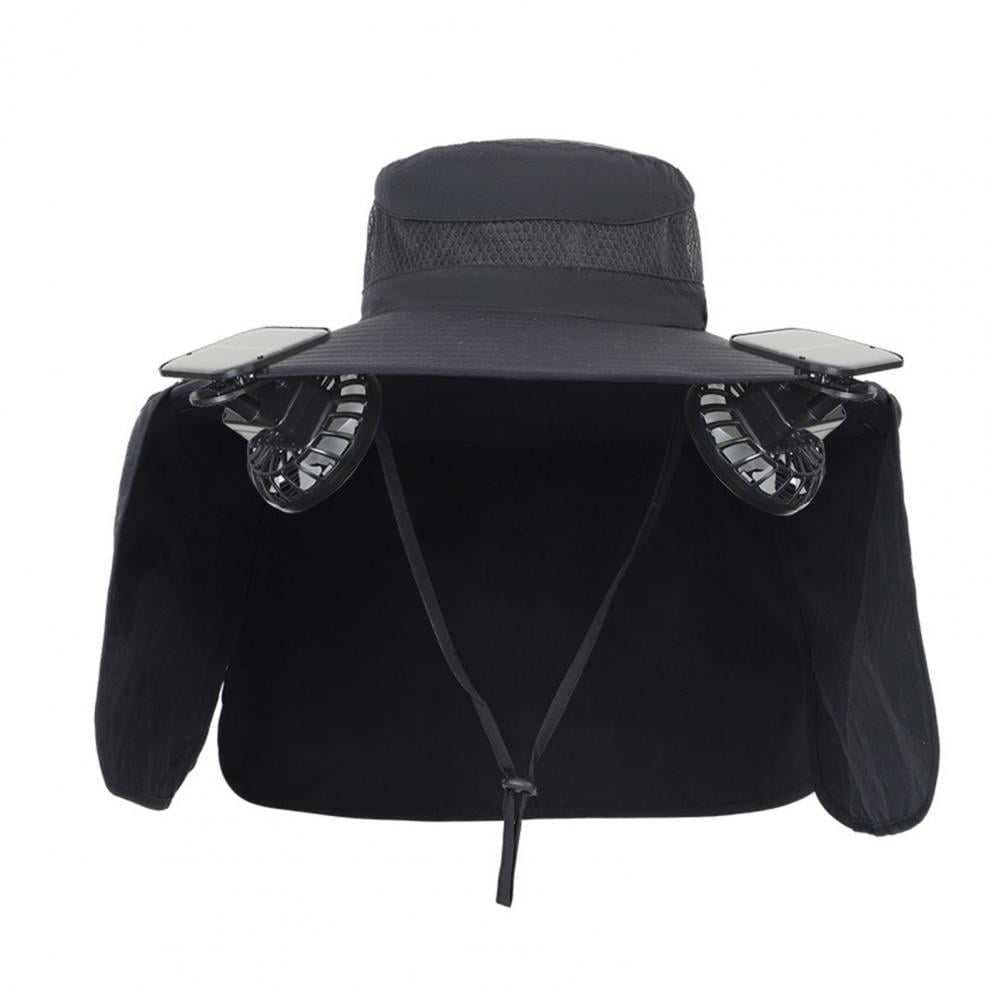 Chen Yuming Fan Hat with Neck Flap Solar Powered Cap Breathable Solar ...